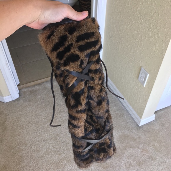 Shoes | Genuine Fur And Leather Lace Up Boot Covers Nwot | Poshmark
